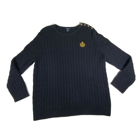 Chaps | Sweaters | Plus Size Sweater 3x Chunky Cable Knit Crest Chaps ...
